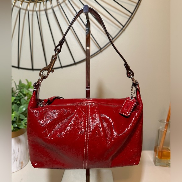 Coach | Bags | Euc Coach Red Patent Leather Mini Hand Bag | Poshmark